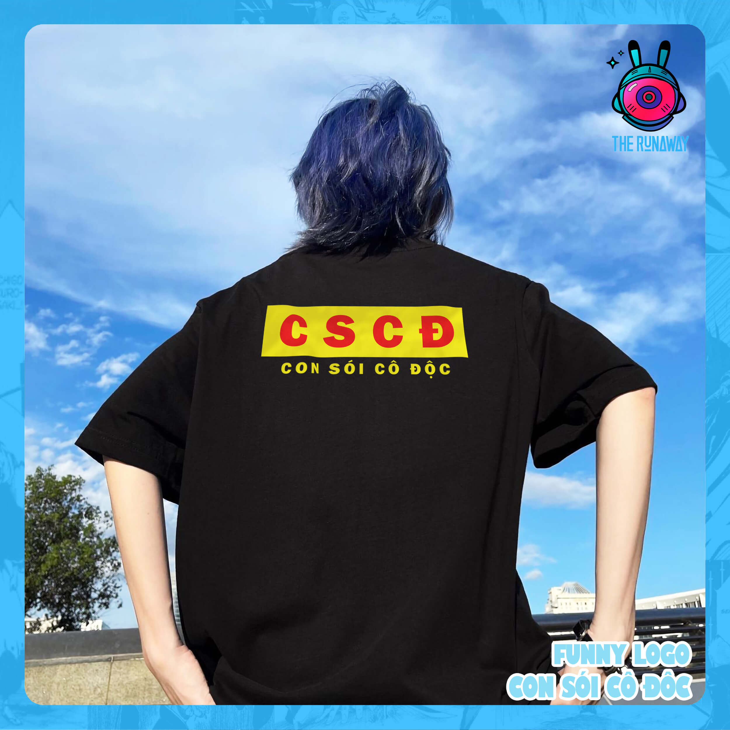 Áo phông 100% Cotton Funny Logo: Con sói cô độc CSCĐ cho nam / nữ ...
